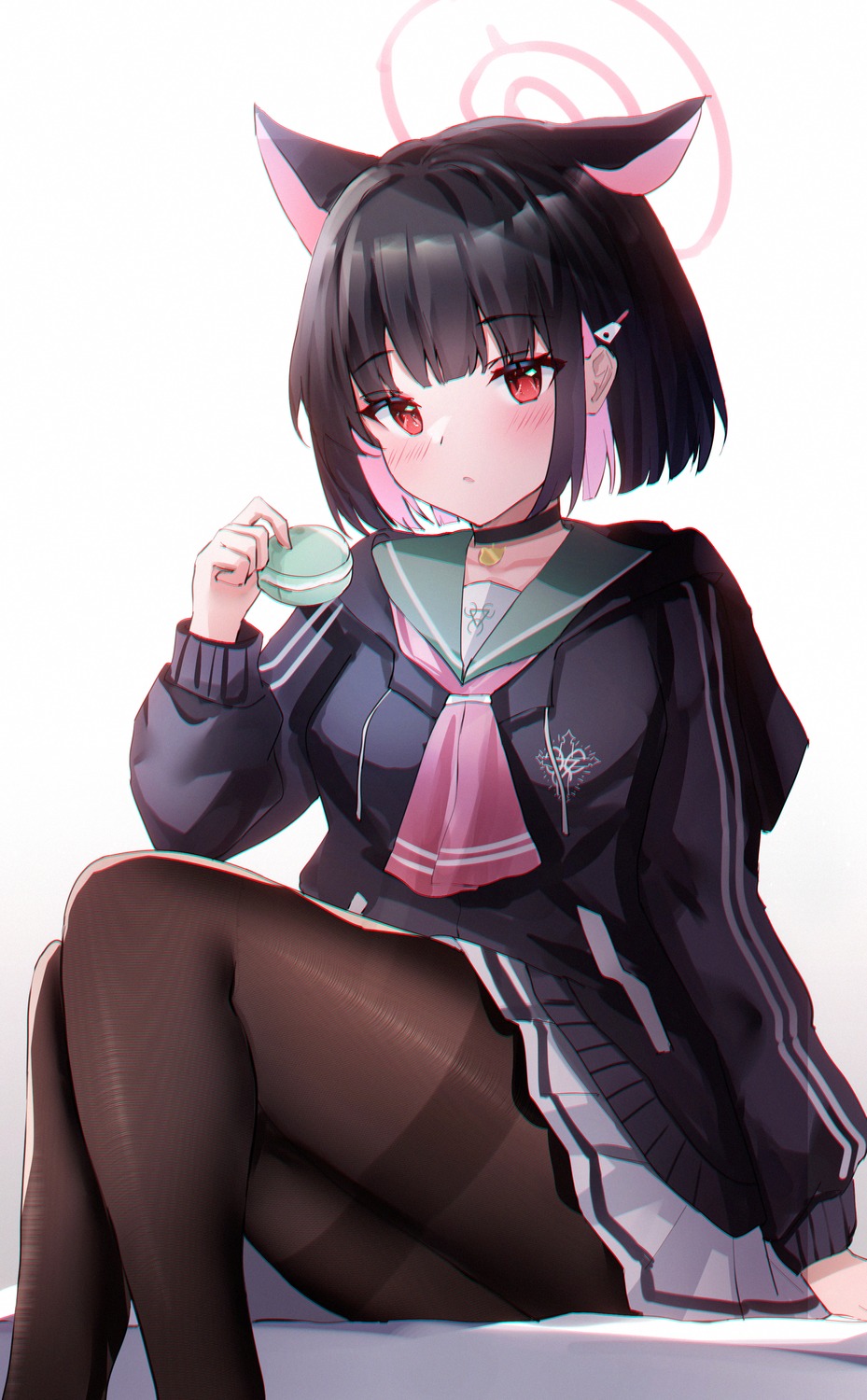 usagi (786113654) blue archive kyouyama kazusa animal ears halo nekomimi pantyhose seifuku ...